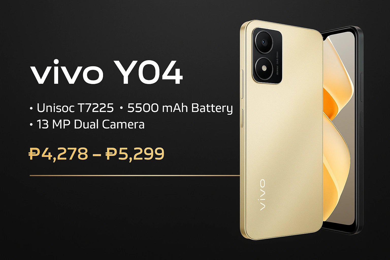 vivo Y04 Price PH 2026 – 5500 mAh Battery, Android 14, Dual Camera